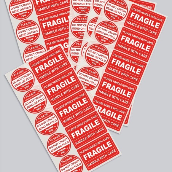 Design | 10 Red Fragile Handle With Care Stickers | Poshmark